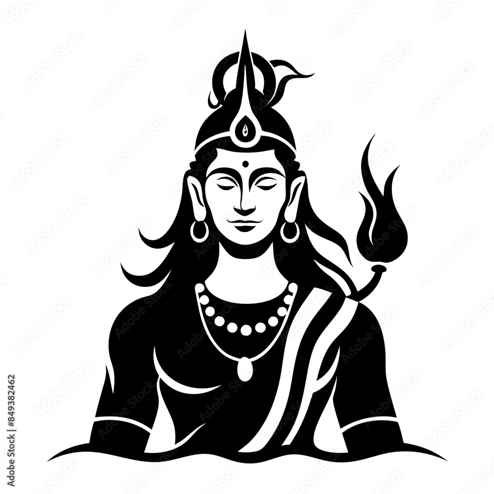 Vetor de Lord Shiva SVG , Lord Shiva Vector Silhouette illustration do ...