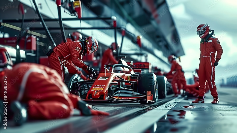 Formula One Pit Stop Team in Action. Stock Photo | Adobe Stock