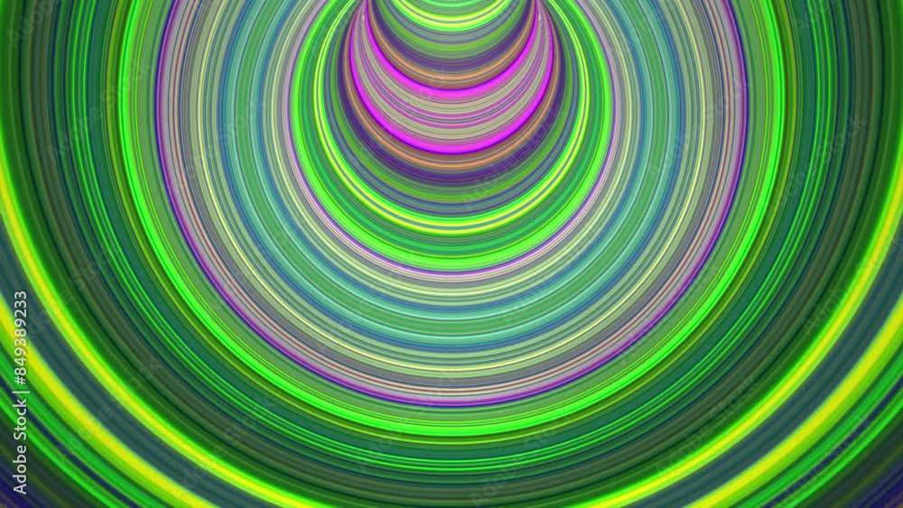 Looped animation of colorful circle tunnel with acid light and ...