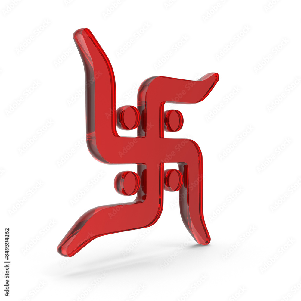 High-Resolution Realistic Hindu Red Glass Swastika Symbol PNG Image for ...