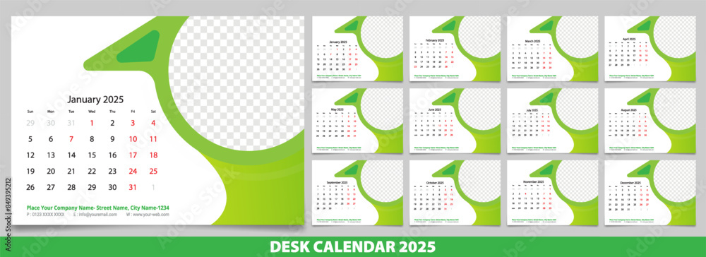 Calendar 2025 with simple and modern design, Week starts Monday, Simple ...