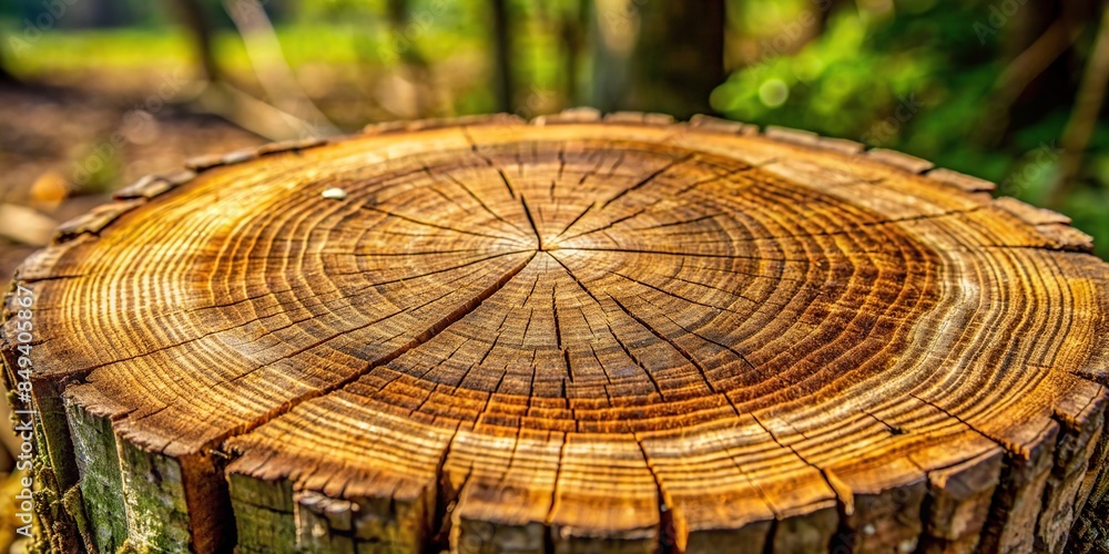 Detailed image of a tree stump with intricate growth rings and natural ...