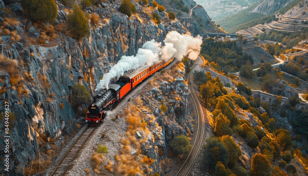 A steam locomotive train journeys through pass, offering passengers a ...