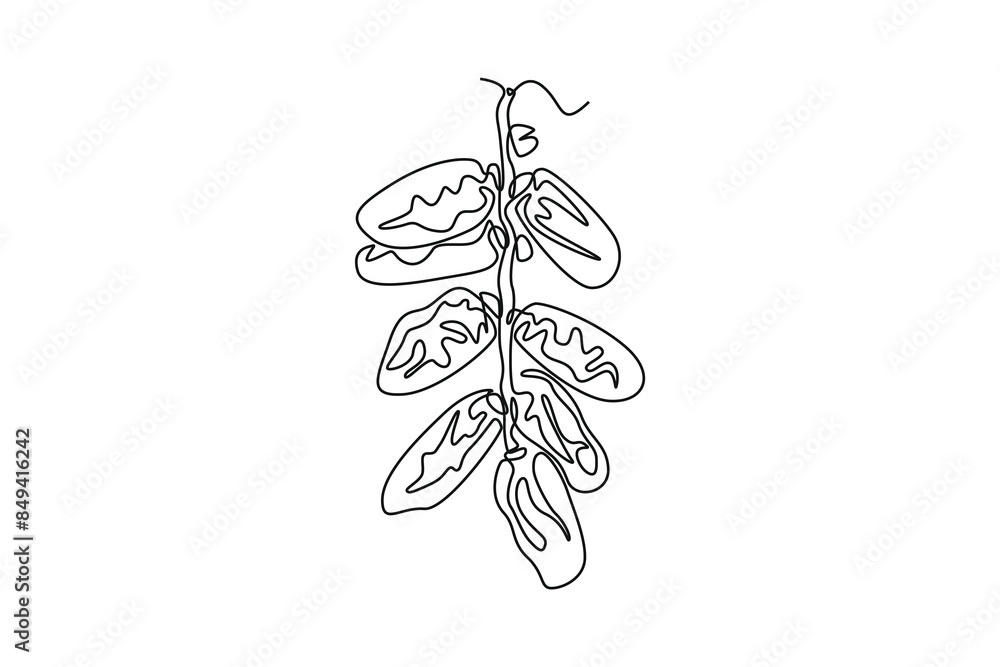 Continuous one line drawing stack healthy sweet organic fruit dates for ...