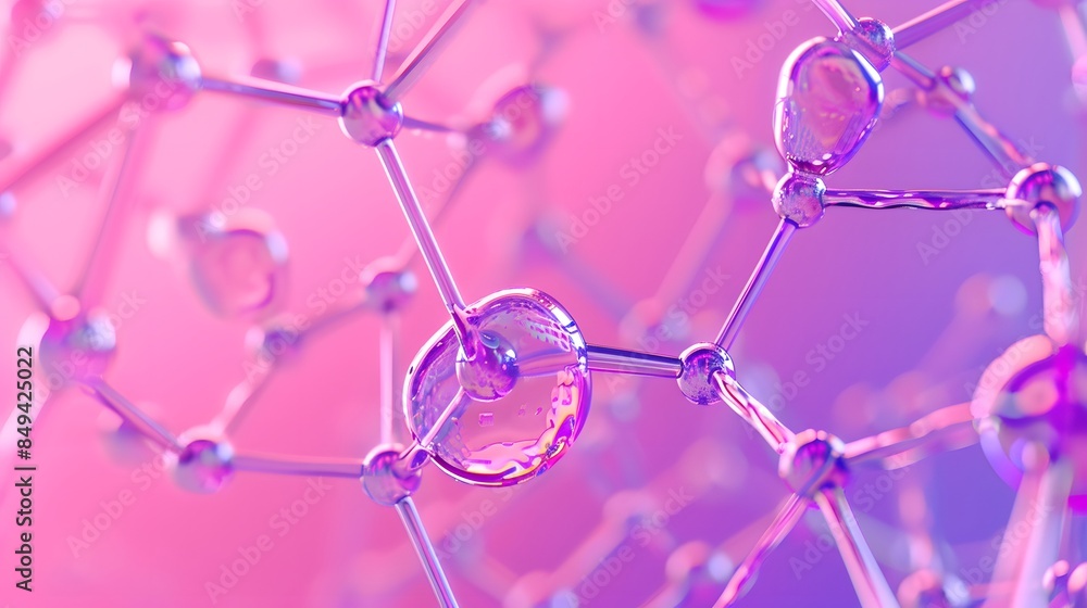 Graphene molecular nanotechnology structure on a purple-pink background ...