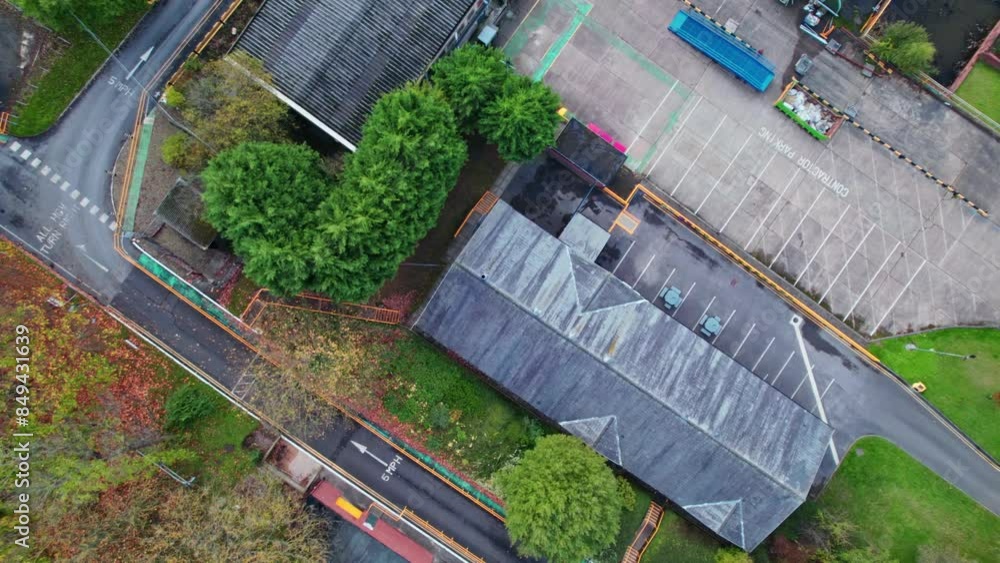 Birds Eye Views of Top down aerial video footage of a chemical plant ...