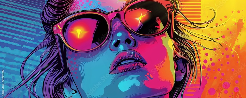Pop art portrait effect, with bold colors and comic book-inspired ...