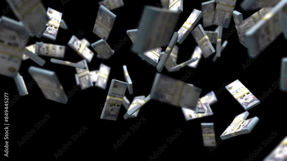 Saudi Arabia's 500 Riyal Money falling down animation, high resolution ...