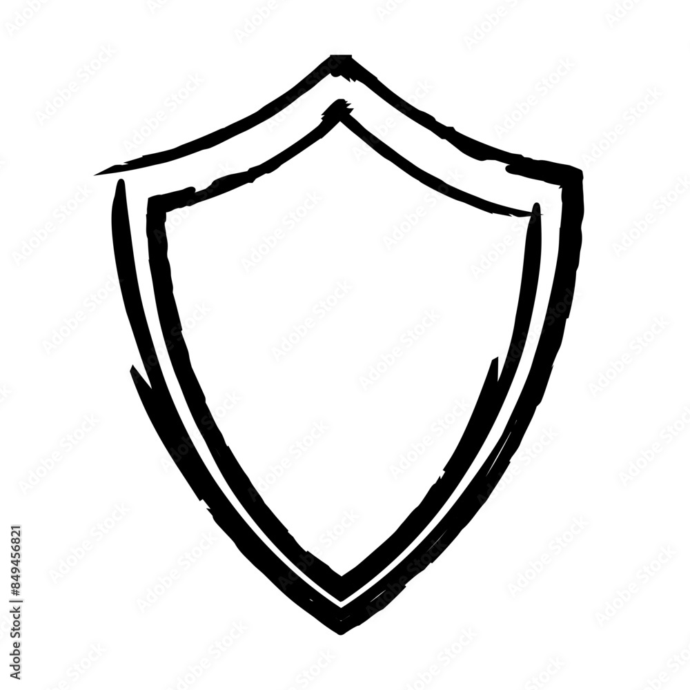 Frame shield texture element, outline border grunge shape icon ...