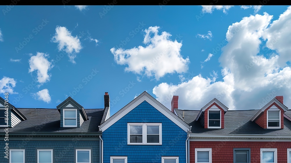 Gable roof duplex house facade Boston Massachusetts USA : Generative AI ...