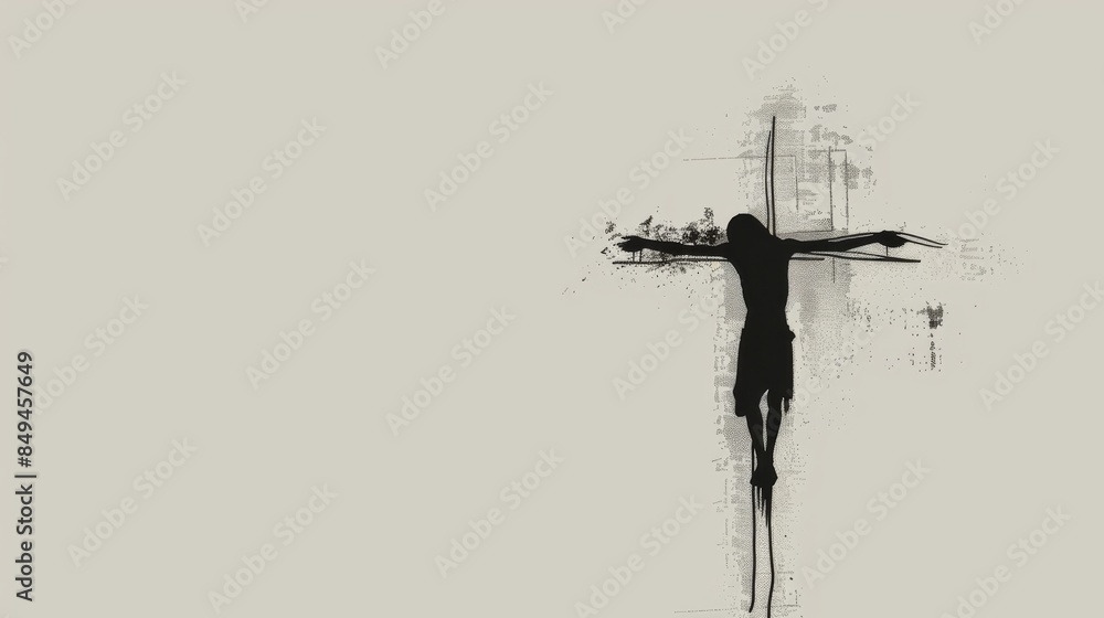 Minimalist depiction of Jesus on a crucifix, focusing on clean lines ...
