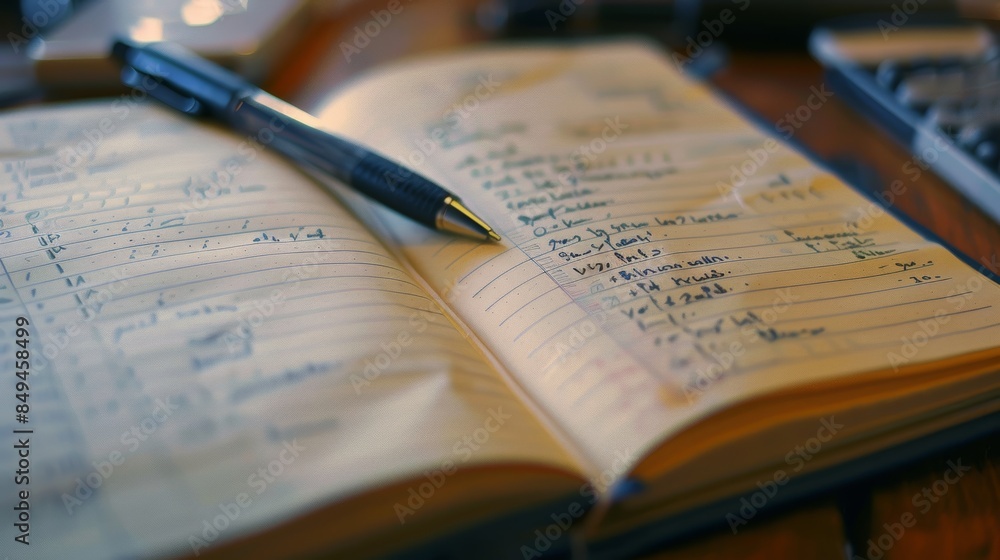 A close-up of an open notebook with neatly written to-do lists and ...