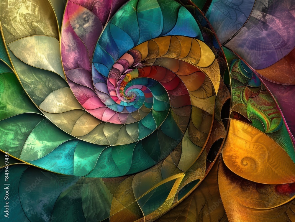 Fibonacci Spiral Symphony - Vibrant Digital Artwork Showcasing ...