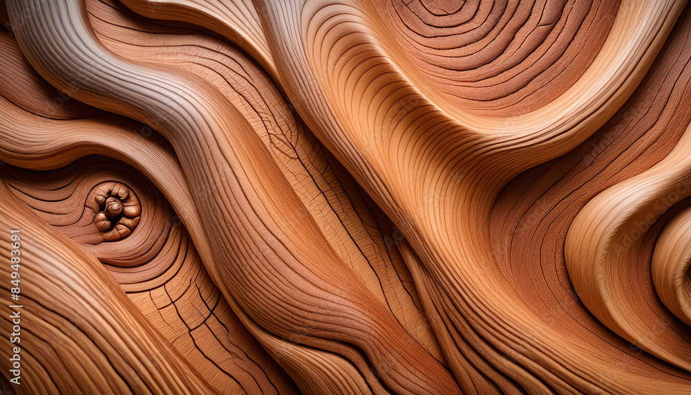 abstract closeup polished teak wood texture smooth flowing layers ...