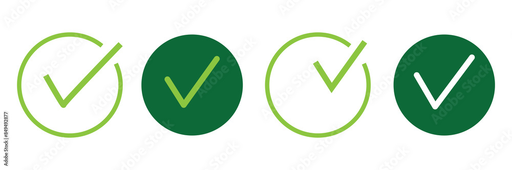 Check mark right or correct icons. Different colors checklist design ...