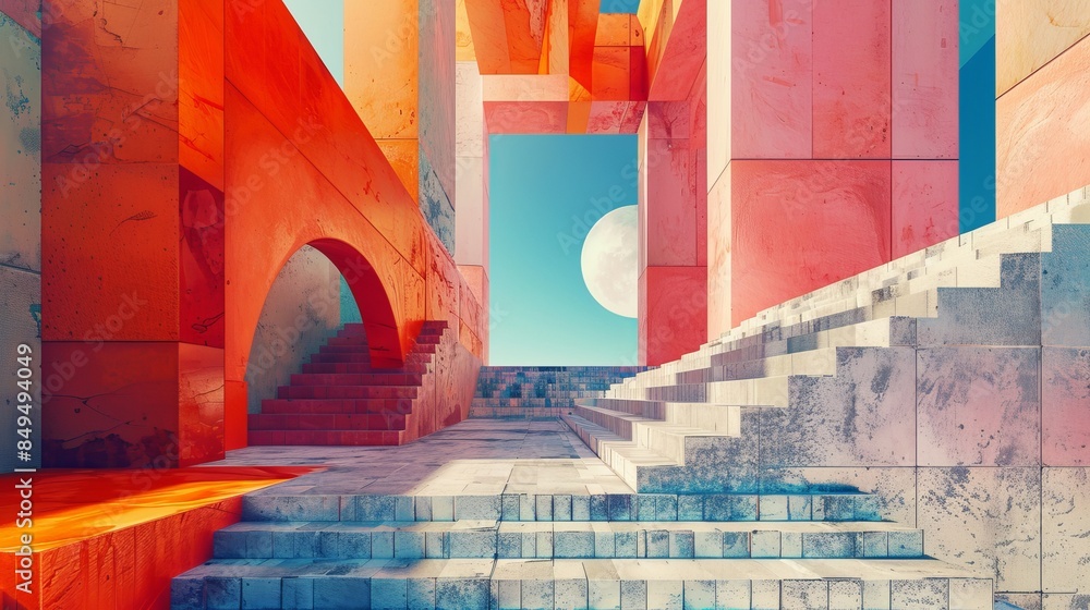 Stunning architectural scenery with a mix of bold colors and unique ...