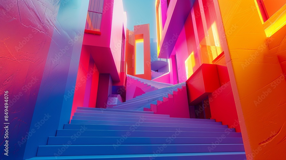 Stunning architectural scenery with a mix of bold colors and unique ...