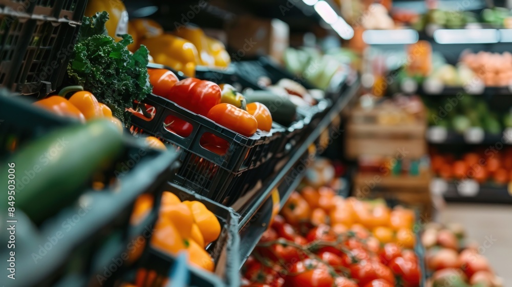 Grocery shopping rack with fresh vegetables. generative AI image Stock ...