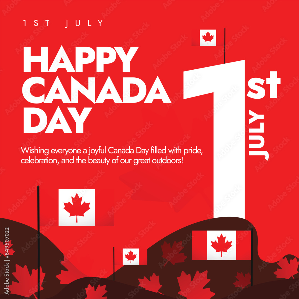 1st July Happy Canada day. Canada day celebration banner, social media ...