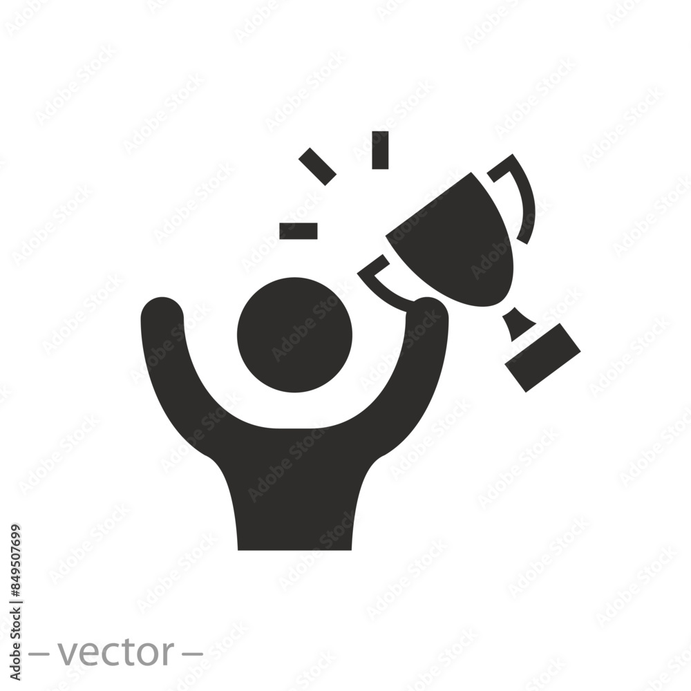 best entrepreneur or employee icon, champion with trophy, success award ...