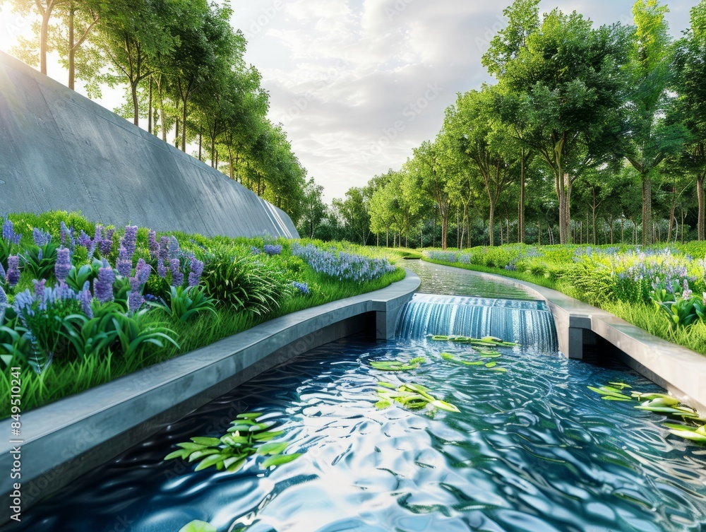 Water harvesting landscape to catch store and re-use storm water, rain ...