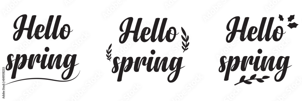 Hello spring calligraphy lettering isolated on white. Inspirational ...
