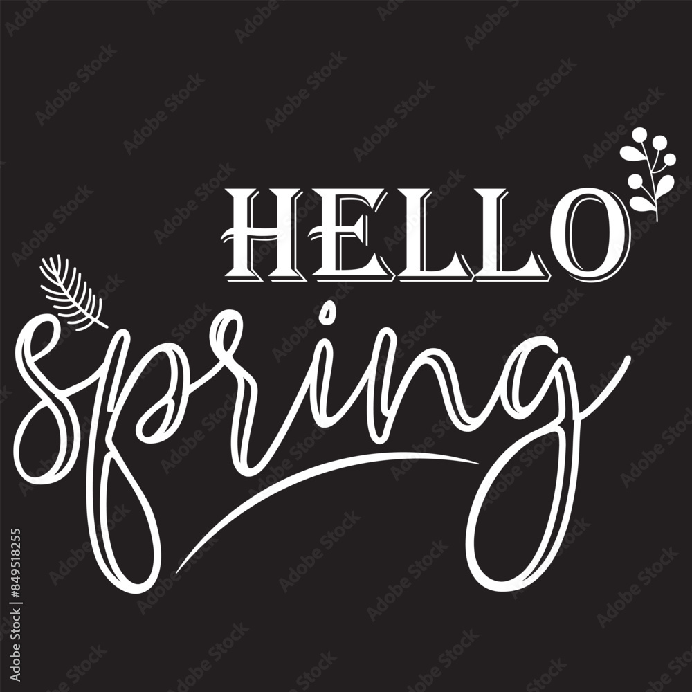 Hello spring calligraphy lettering isolated on white. Inspirational ...