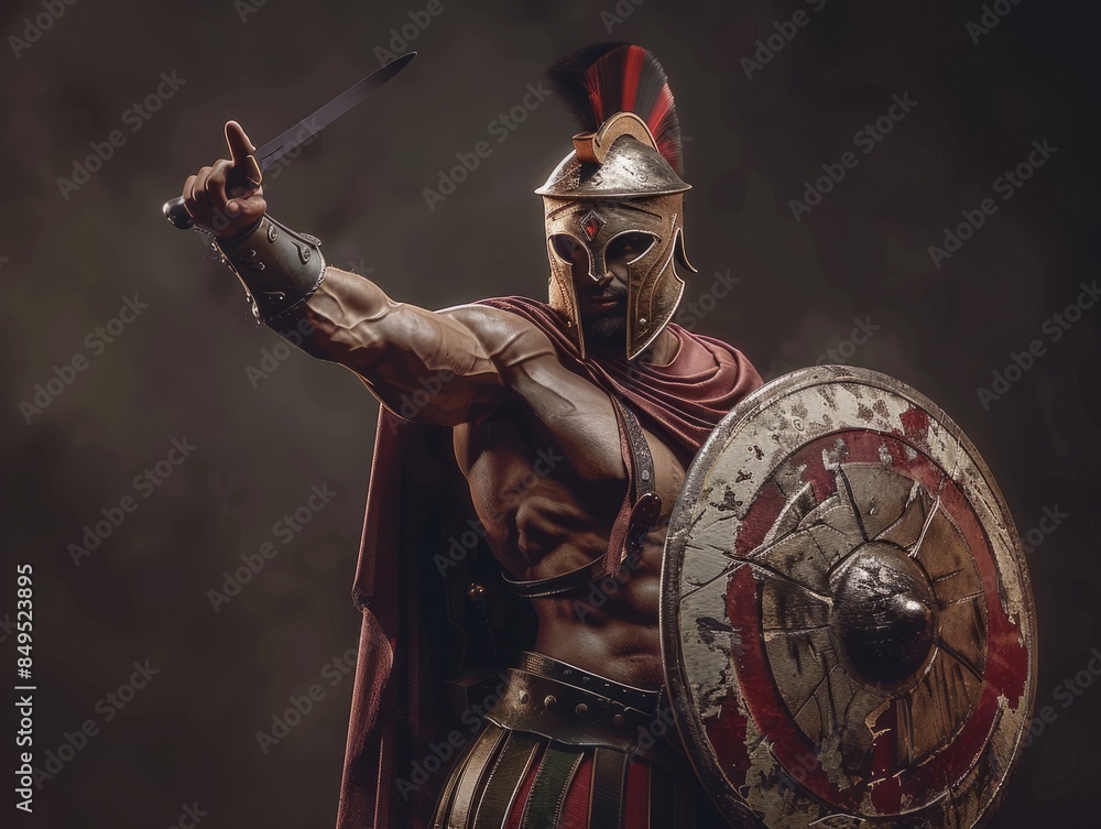 Foto de Illustration of brave spartan warrior in armor with shield ...