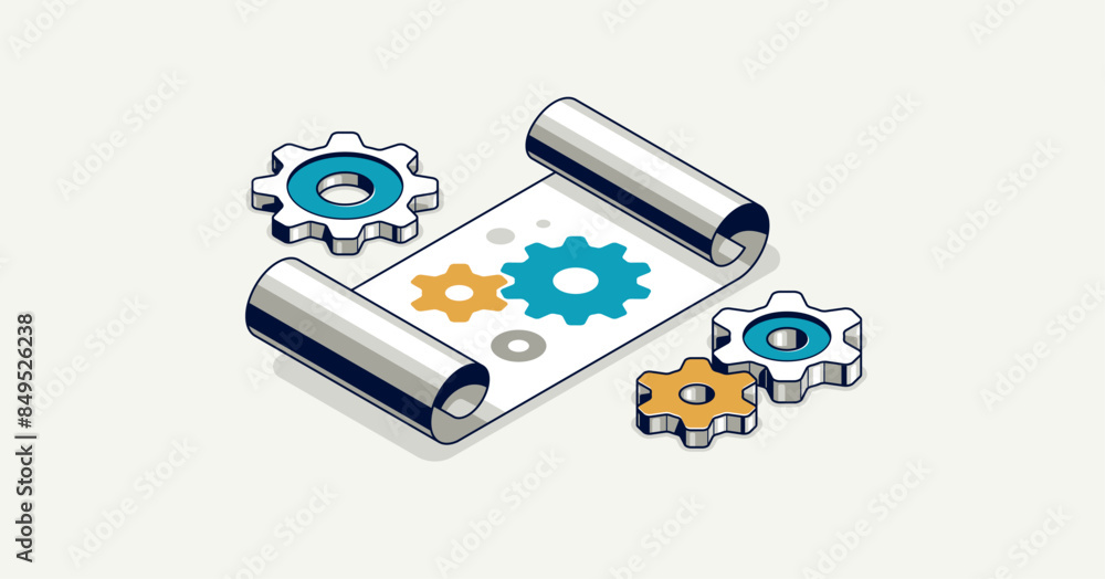 User manual and guideline concept, technics instruction brochure, paper ...