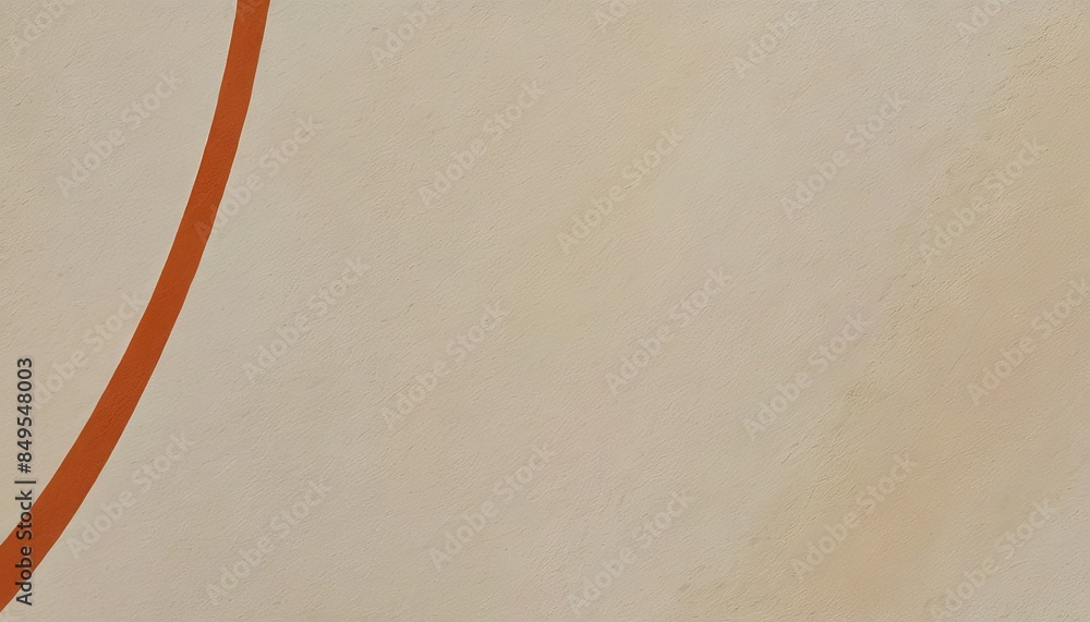 Abstract art featuring a singular orange curved line on a textured ...