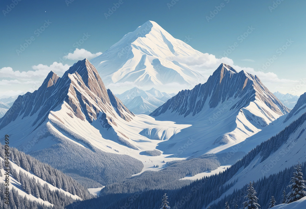 Abstract mountain range silhouette, a unifying symbol of harmony and ...