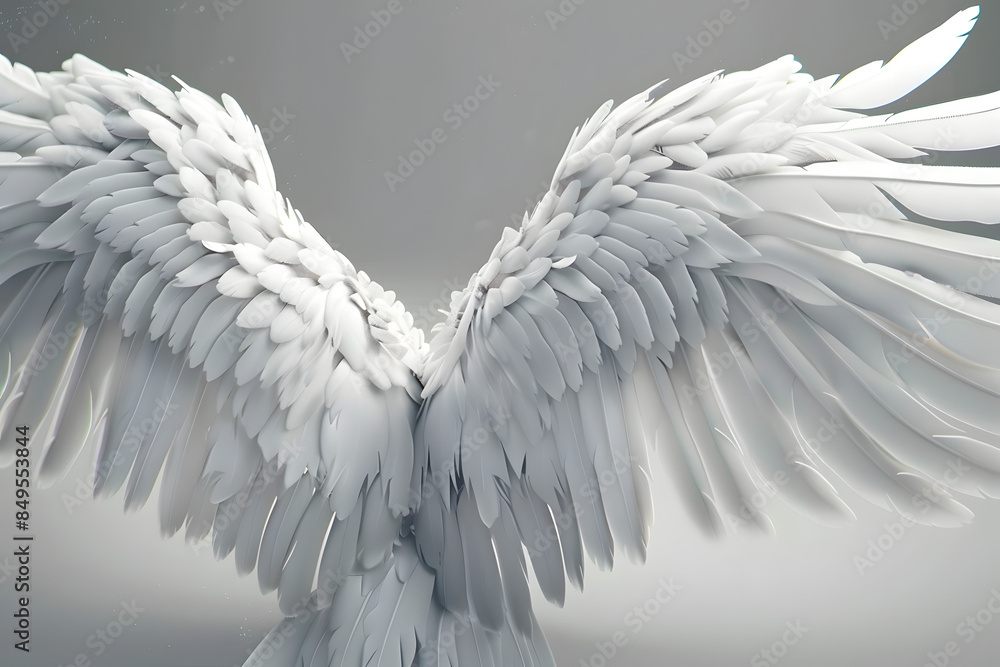 wings background white 3d illustration rendered angel fantasy wing ...
