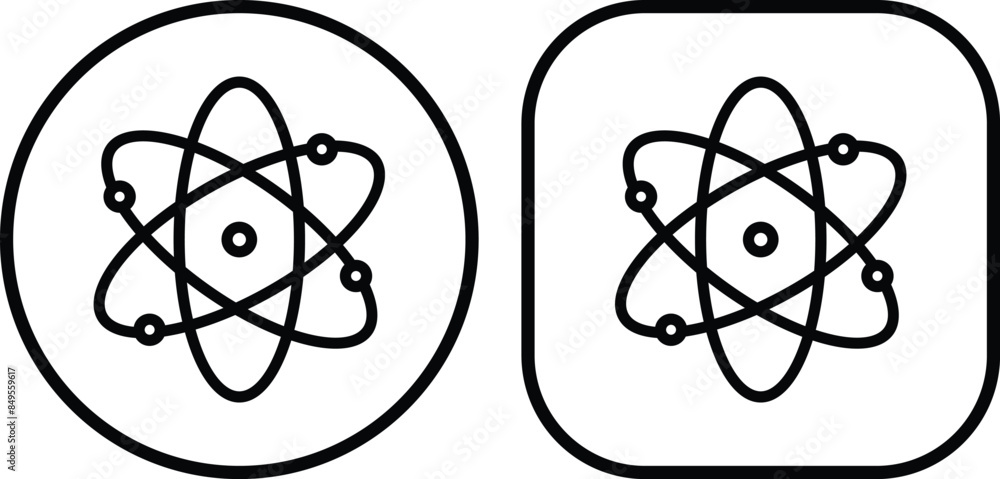 Atom or proton nucleus Icon in line set molecular symbol isolated ...