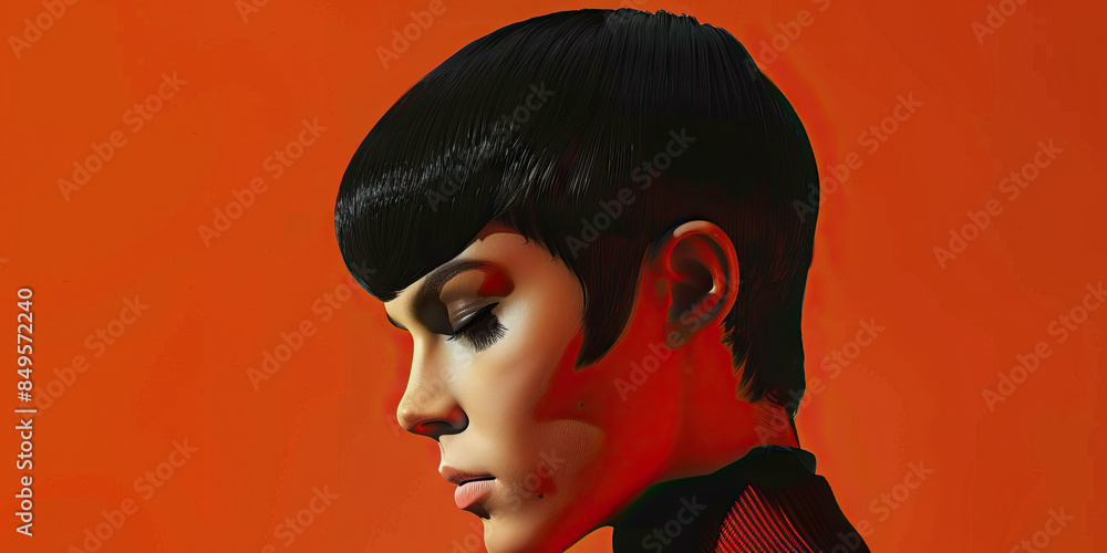 Hairstyle (Mod Cut): A figure with a mod haircut, representing the ...