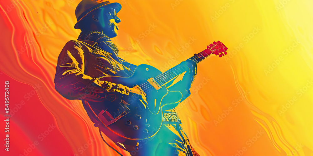 Music (Guitar): A figure playing a guitar, symbolizing the ...
