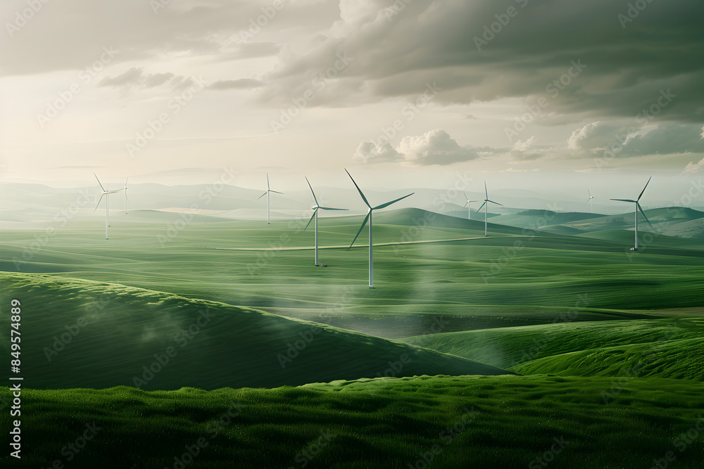 wind turbines in the open fields, wind farms technology, wind turbine ...