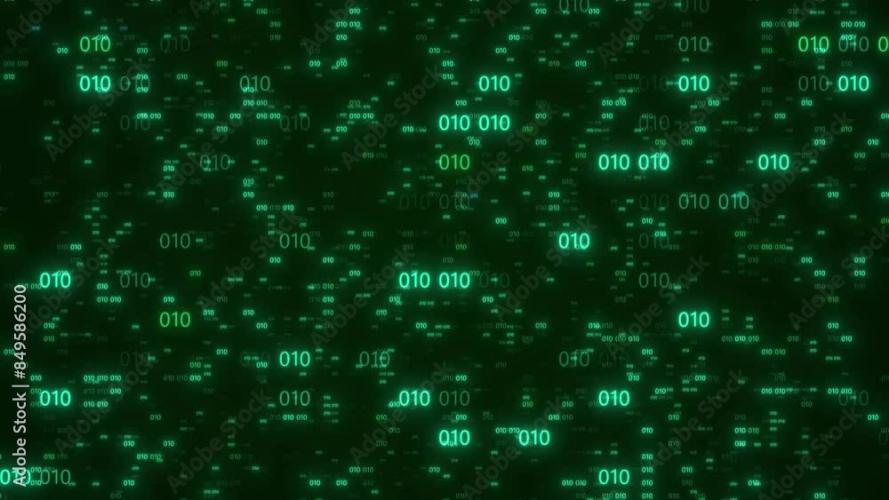 Camera Flying Through Digital Binary Number Animation Digital Binary Matrix Code Number Binary