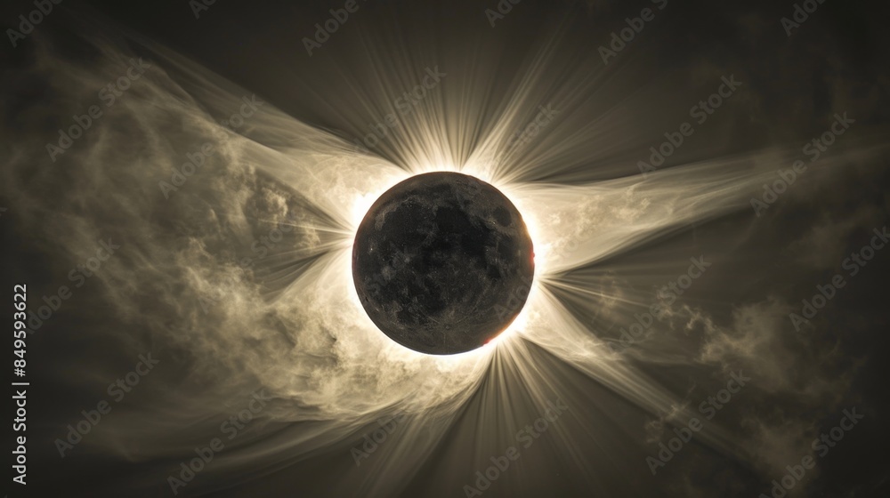 Solar Eclipse with Dramatic Coronal Effect, Generative AI Stock ...