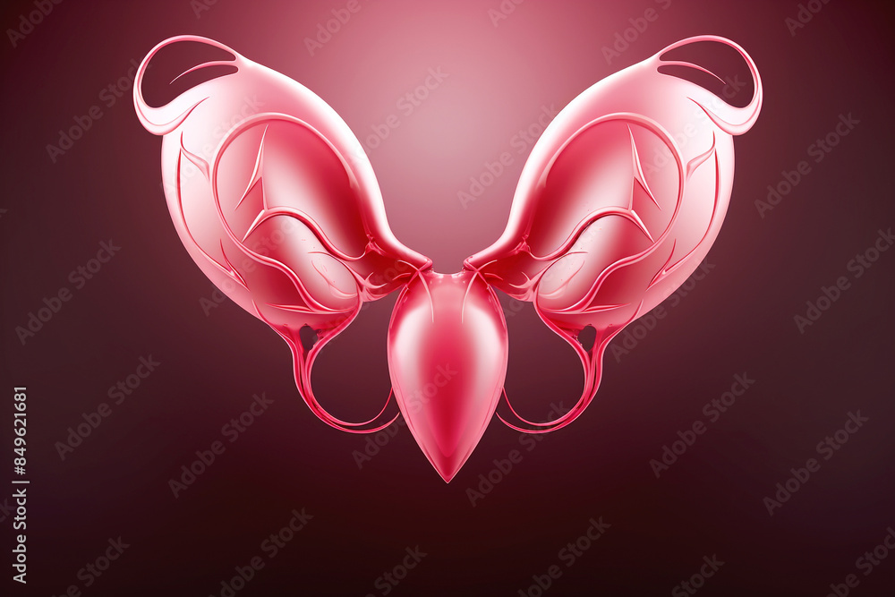 Gynecology and health abstract concept. Minimalist style uterus in pink ...