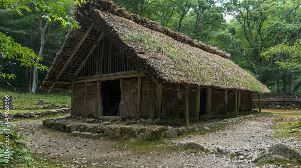 Tribal Hut having thatched roof, made from Bamboo Straws and sticks ...
