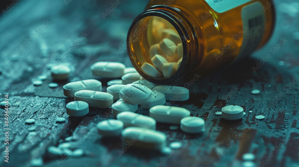 perscription fentanyl pills in plastic pill containers, drug use and ...