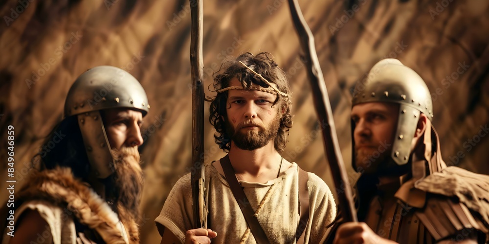 Highquality image of David and Goliath in a historical biblical setting ...