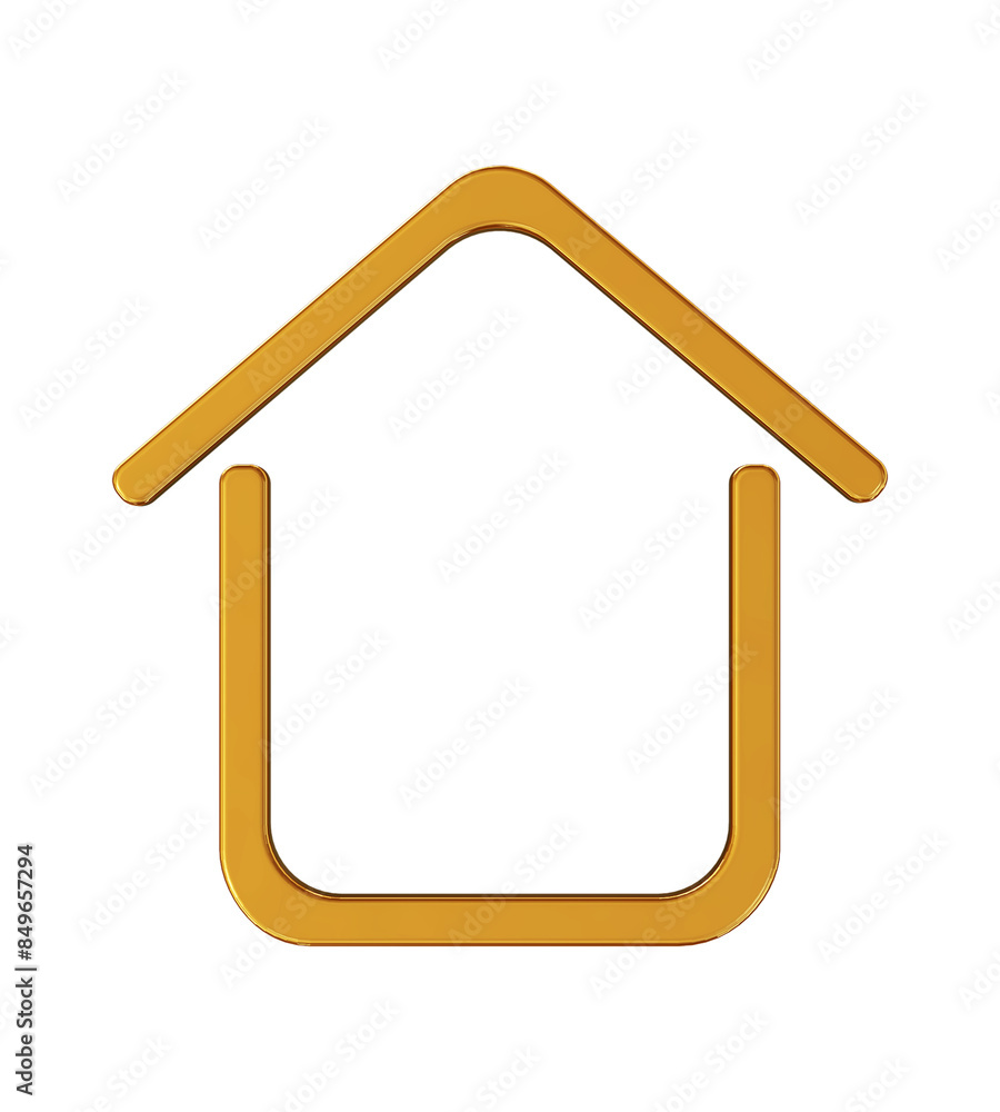 3D gold house symbol logo icon design with transparent background Stock ...