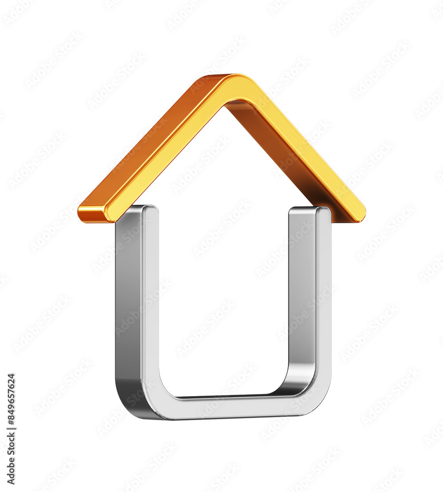 3D gold and silver house symbol logo icon design with transparent ...