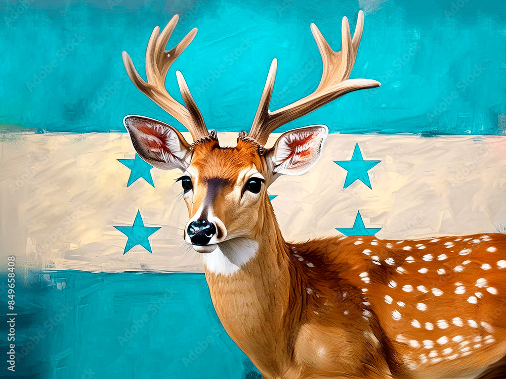 Venado Cola Blanca Símbolo Nacional de Honduras y Bandera Stock ...