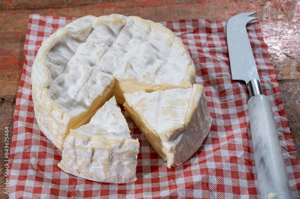 French soft Camembert cheese, original Camembert de Normandie, with ...