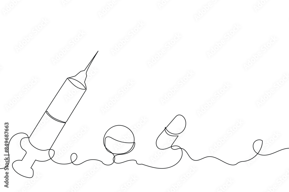 Sketch outline concept minimal syringe vaccine medical in drawing ...