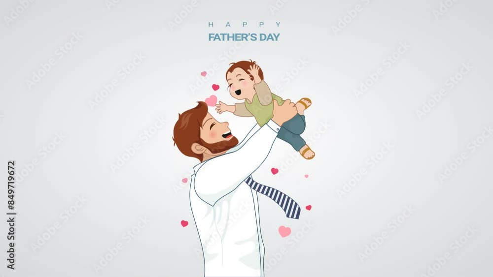 Dad, You're My Hero, Happy Father's Day Animation with White Background ...