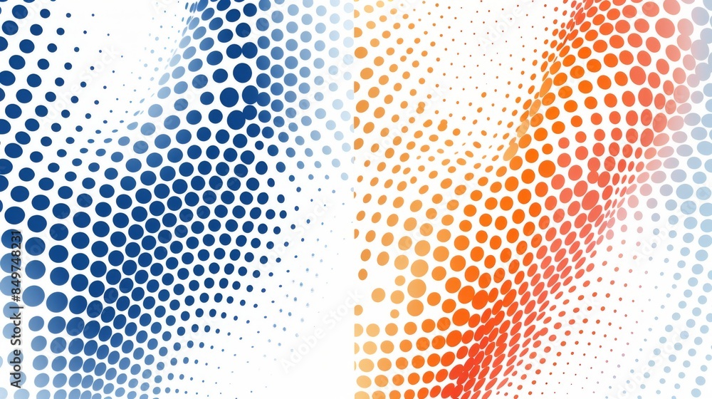 Blue and red dots increase in size to demonstrate a gradient effect ...