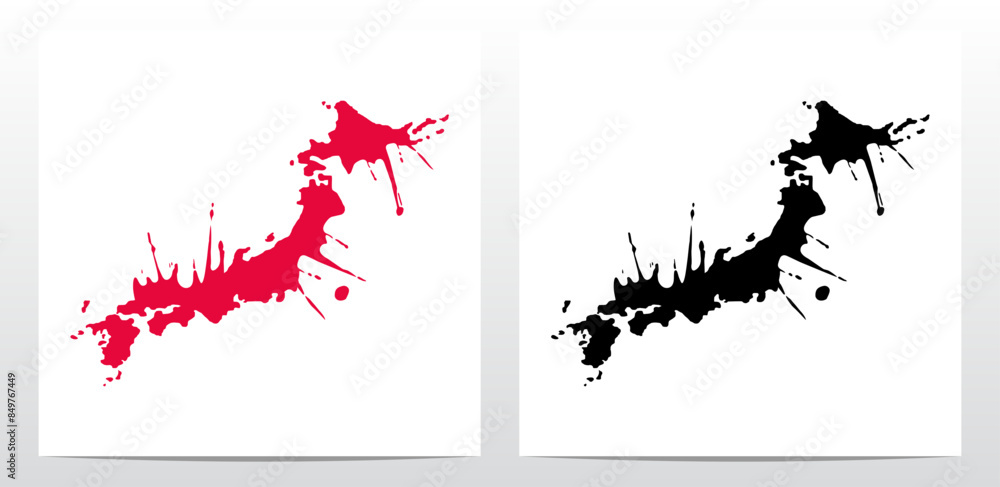Paint Color Splash Stylized Map Of Japan Stock Vector | Adobe Stock